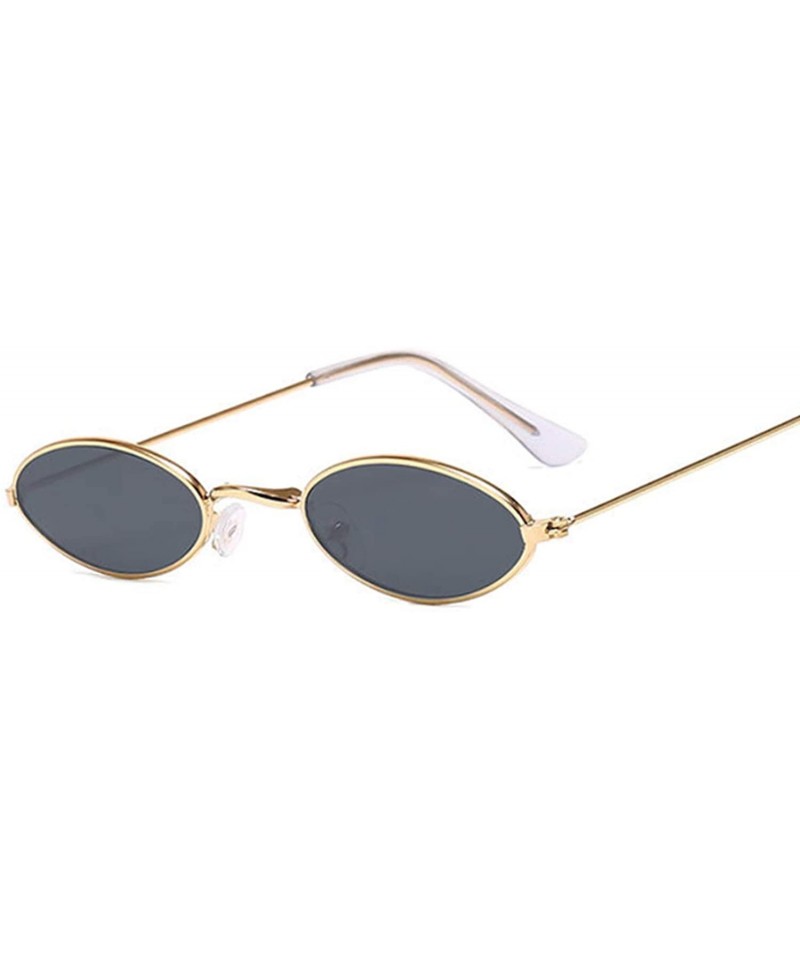 Retro Small Oval Sunglasses Women Vintage Shades Black Red Metal Color