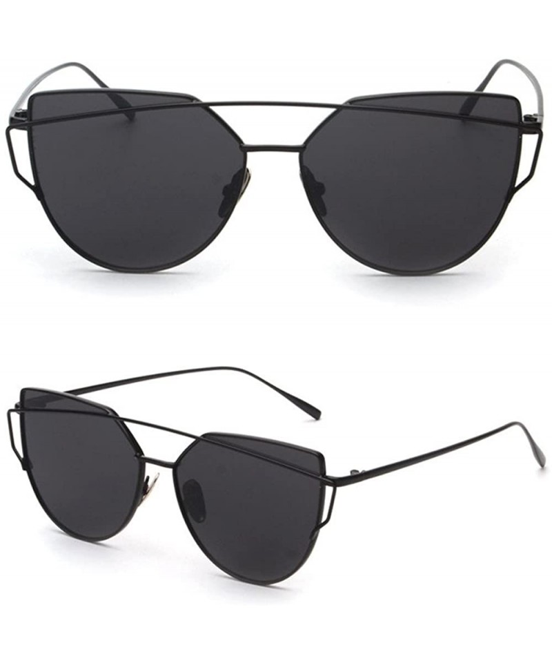Fashion Twin Beams Classic Women Metal Frame Mirror Sunglasses Cat Eye